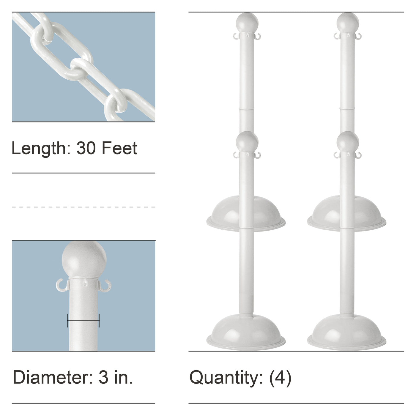 Stowable Stanchion Kits with Plastic Chain — Mr. Chain