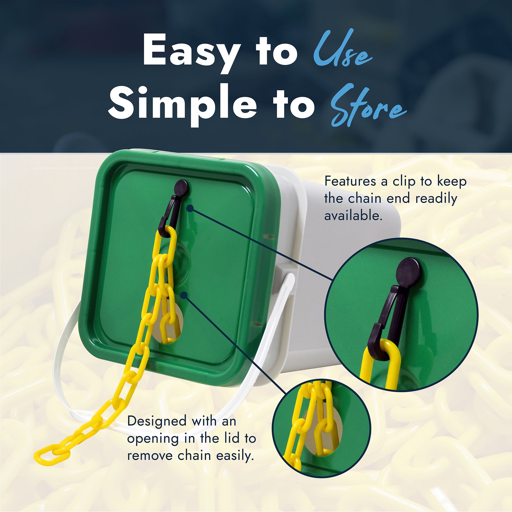 2 Inch Heavy Duty Plastic Chain (Pail, 65 Feet) — Mr. Chain