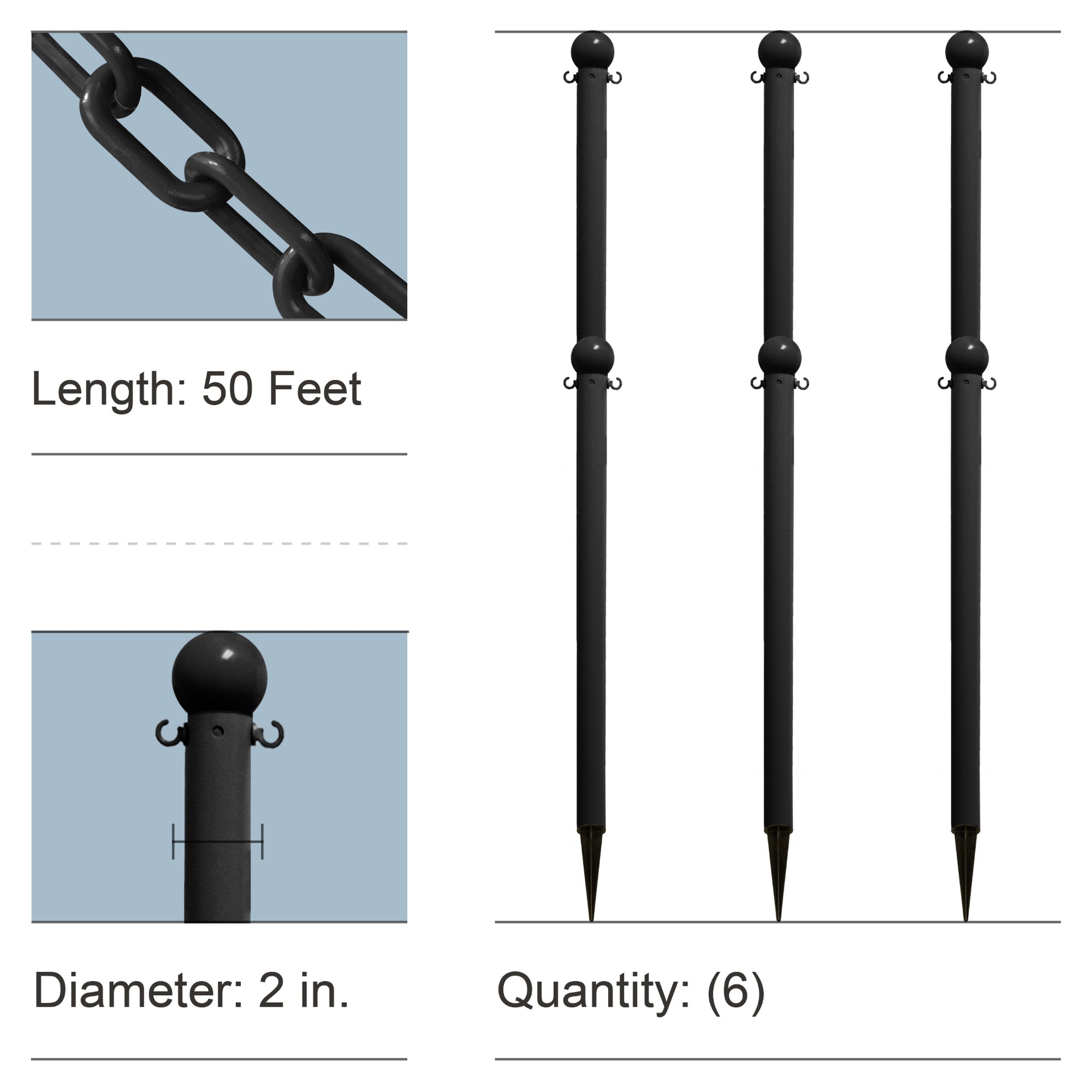 Ground Pole Kits with Plastic Chain — Mr. Chain