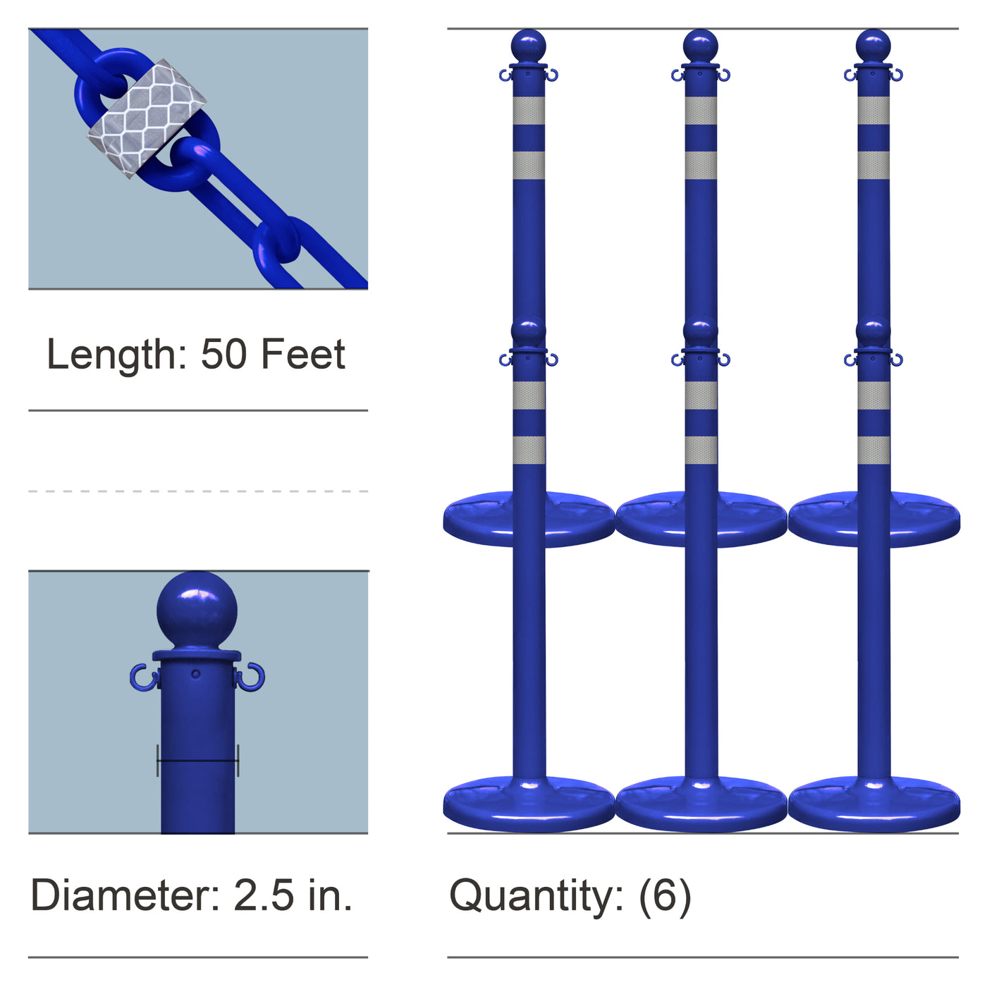 Reflective Stanchion Kits with Plastic Chain — Mr. Chain