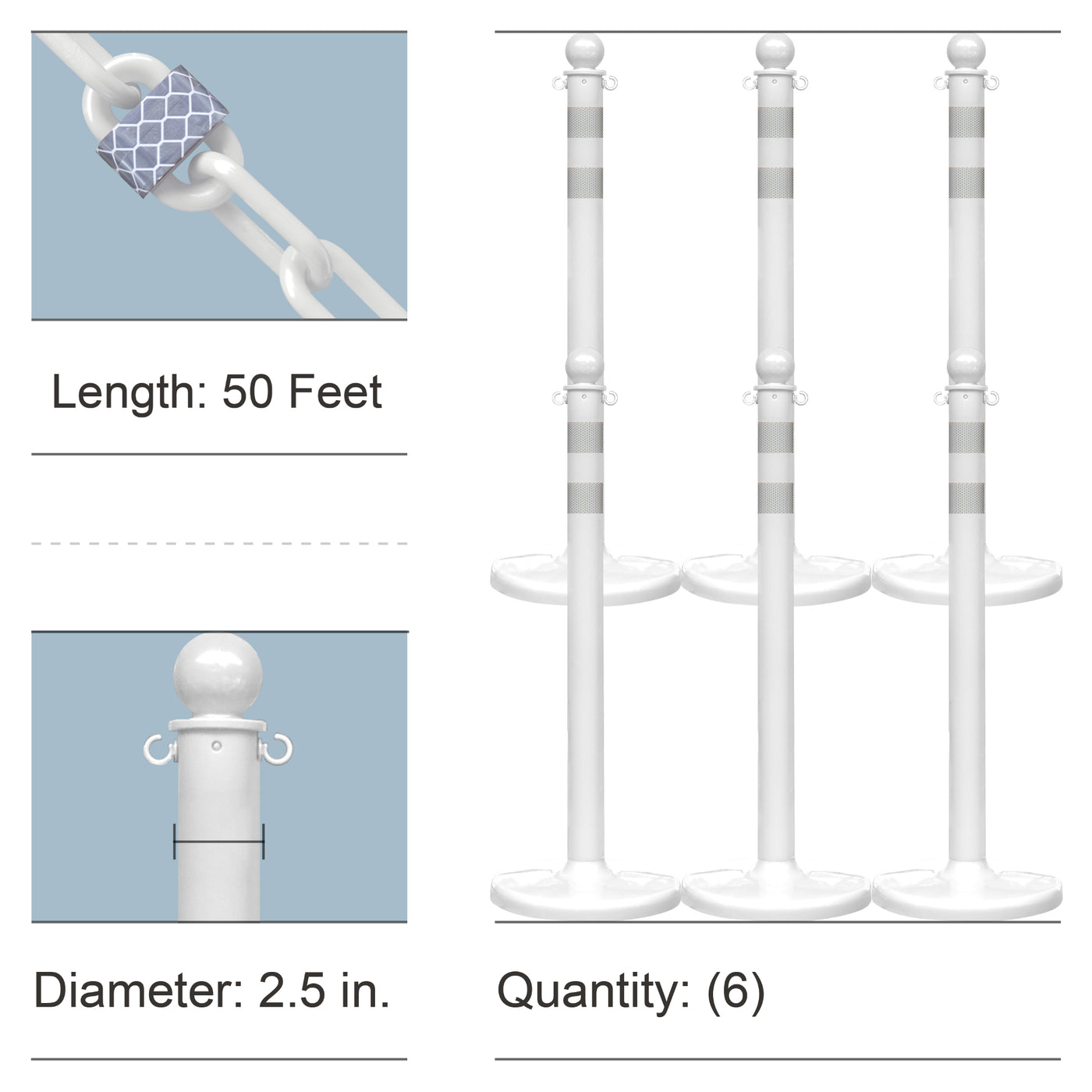 Reflective Stanchion Kits with Plastic Chain — Mr. Chain