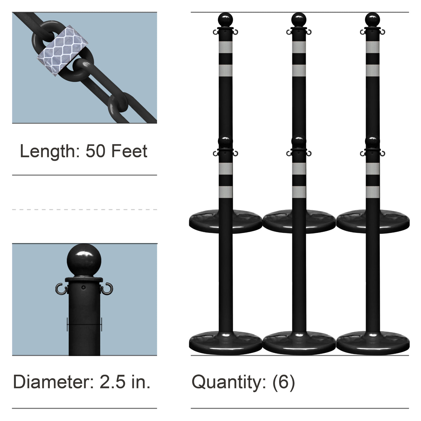 Reflective Stanchion Kits with Plastic Chain — Mr. Chain