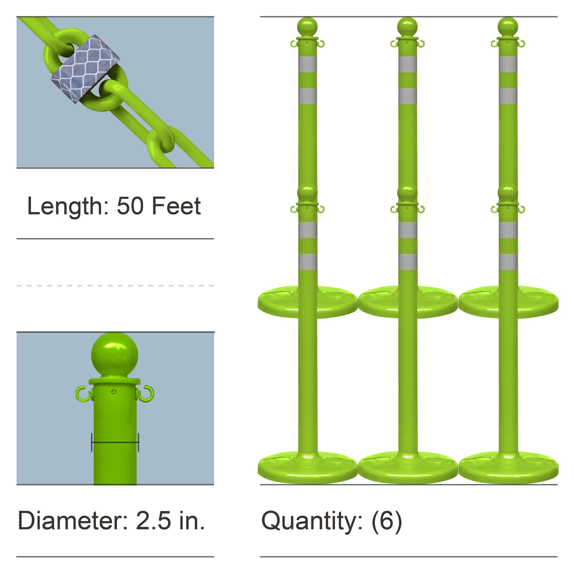 Reflective Stanchion Kits with Plastic Chain — Mr. Chain